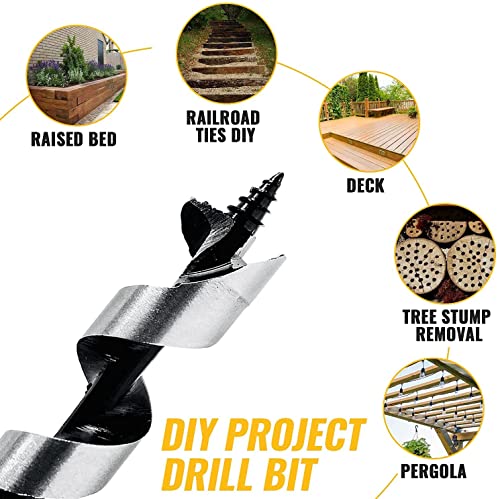 Auniwaig Auger Drill Bit Wood Hex Shank 14mm Cutting Dia High Speed Steel for Electric Bench Drill Woodworkingpentry
