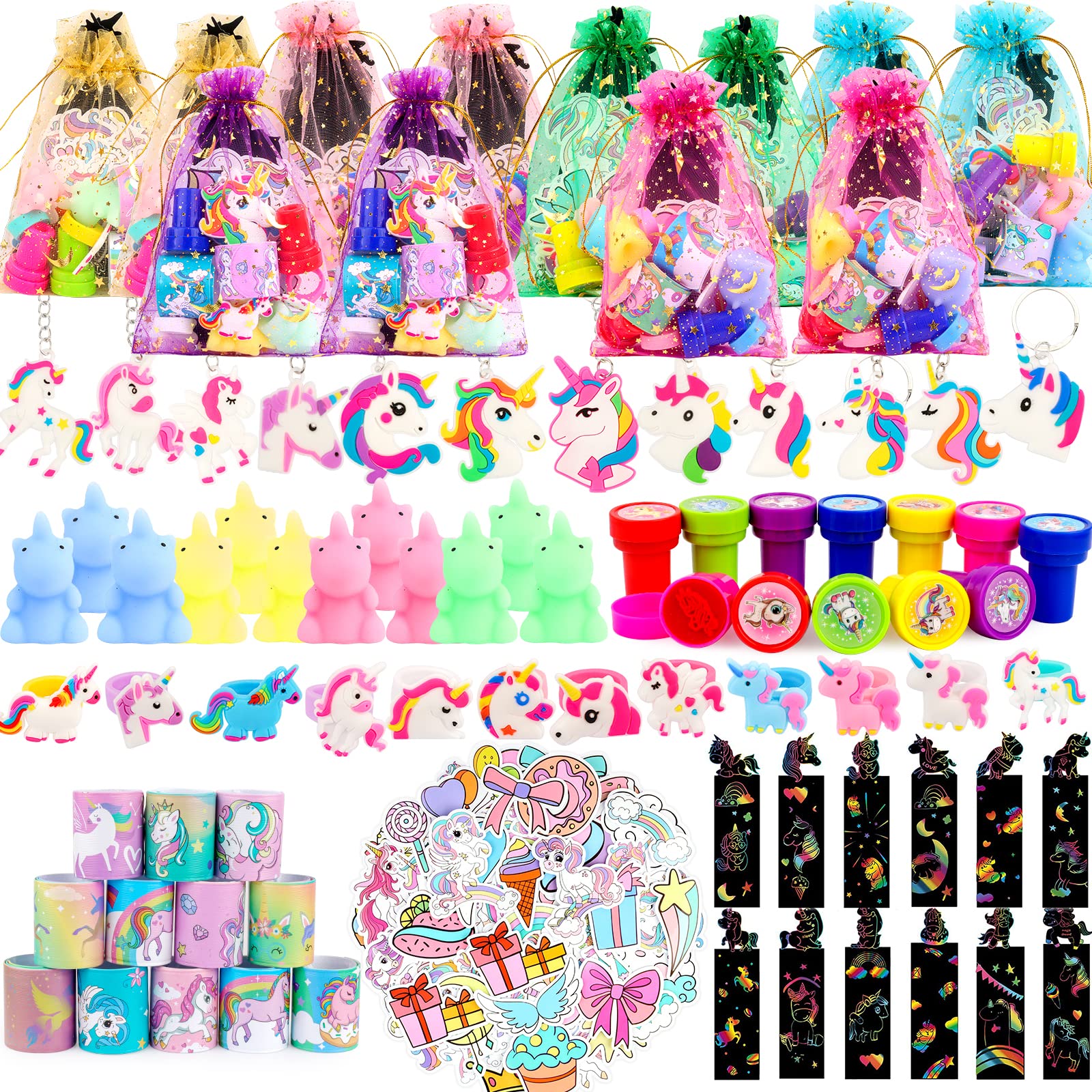 Unicorn Party Favors for Boys and Girls, 134 Pcs Unicorn Birthday Party Supplies Unicorn Gifts Pinata for Birthday Girls Age 3-5, 6-8, Unicorn Party Favors Bags Treat Bags for Graduation, Birthday