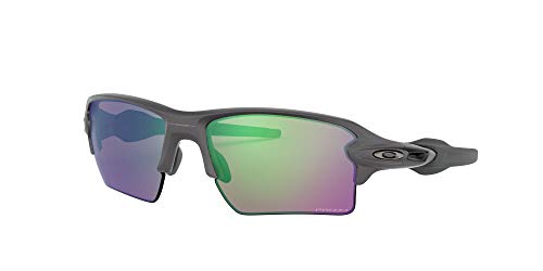 Oakley Men's OO9188 Flak 2.0 XL Rectangular Sunglasses, Steel/Prizm Road Jade, 59 mm