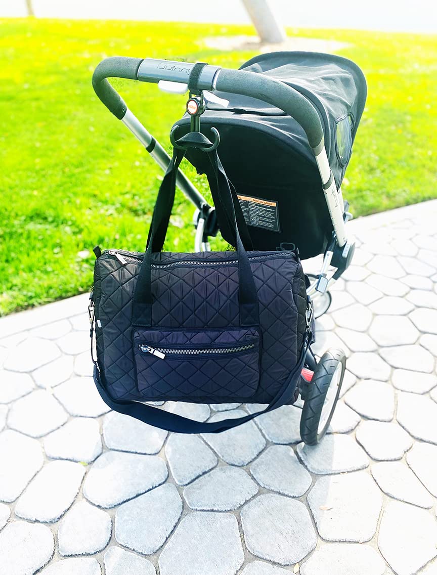 bub. Duffle Diaper Tote Bag with Changing Pad, Large Travel Diaper Tote for Mom and Dad, Multifunction, Unisex Baby Bag (Black)