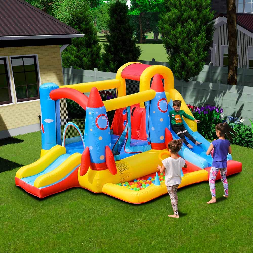 Doctor Dolphin Inflatable Rocket Bounce House with Blower,Inflatable Bouncy House for Kids Outdoor,Toddle Jumping Bounce House with Slide for Backyard Party