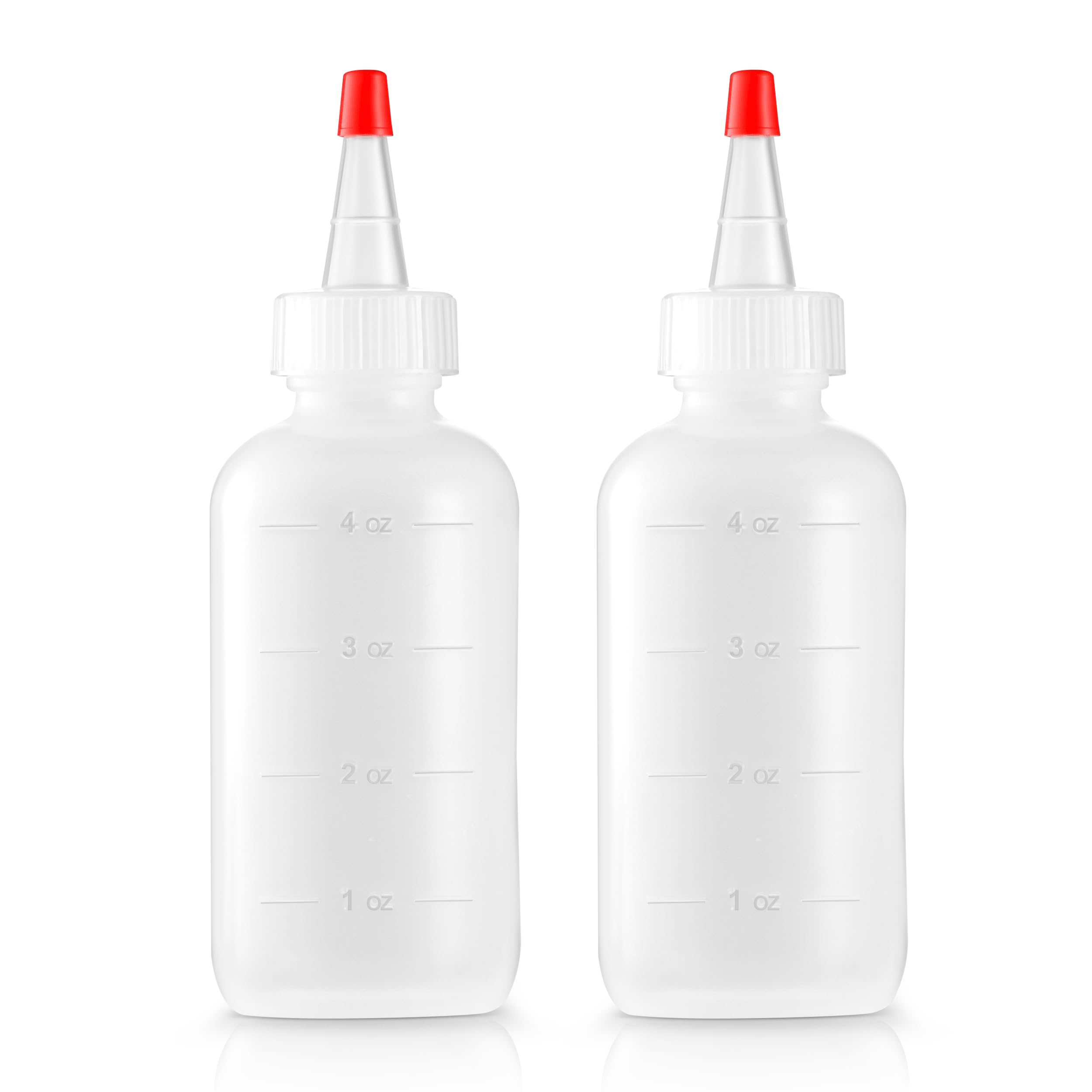 Soft Squeeze Hair Applicator Bottle for Hair Treatment, Scalp Oil, Root, Color, 4 Ounce Translucent with Measuring Scale and Cap, BPA Free, 2 Pack