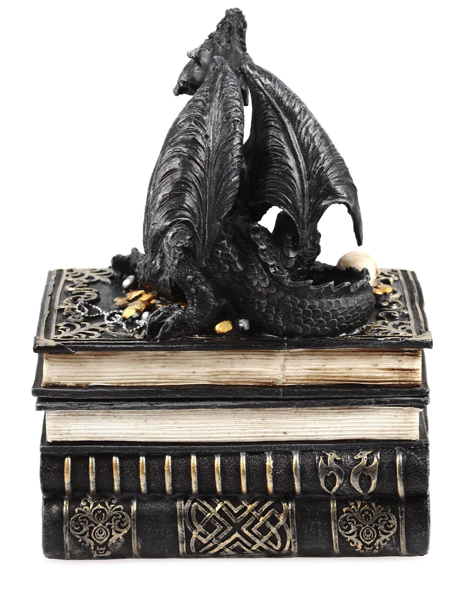 Forged Dice Co. Dragon Treasure Book Dice Box with Custom Foam Insert - Container Displays 7 Individual Dice or Holds 8 Complete Polyhedral Dice Sets 56 Total Dice - Storage for DND RPG Tabletop Dice