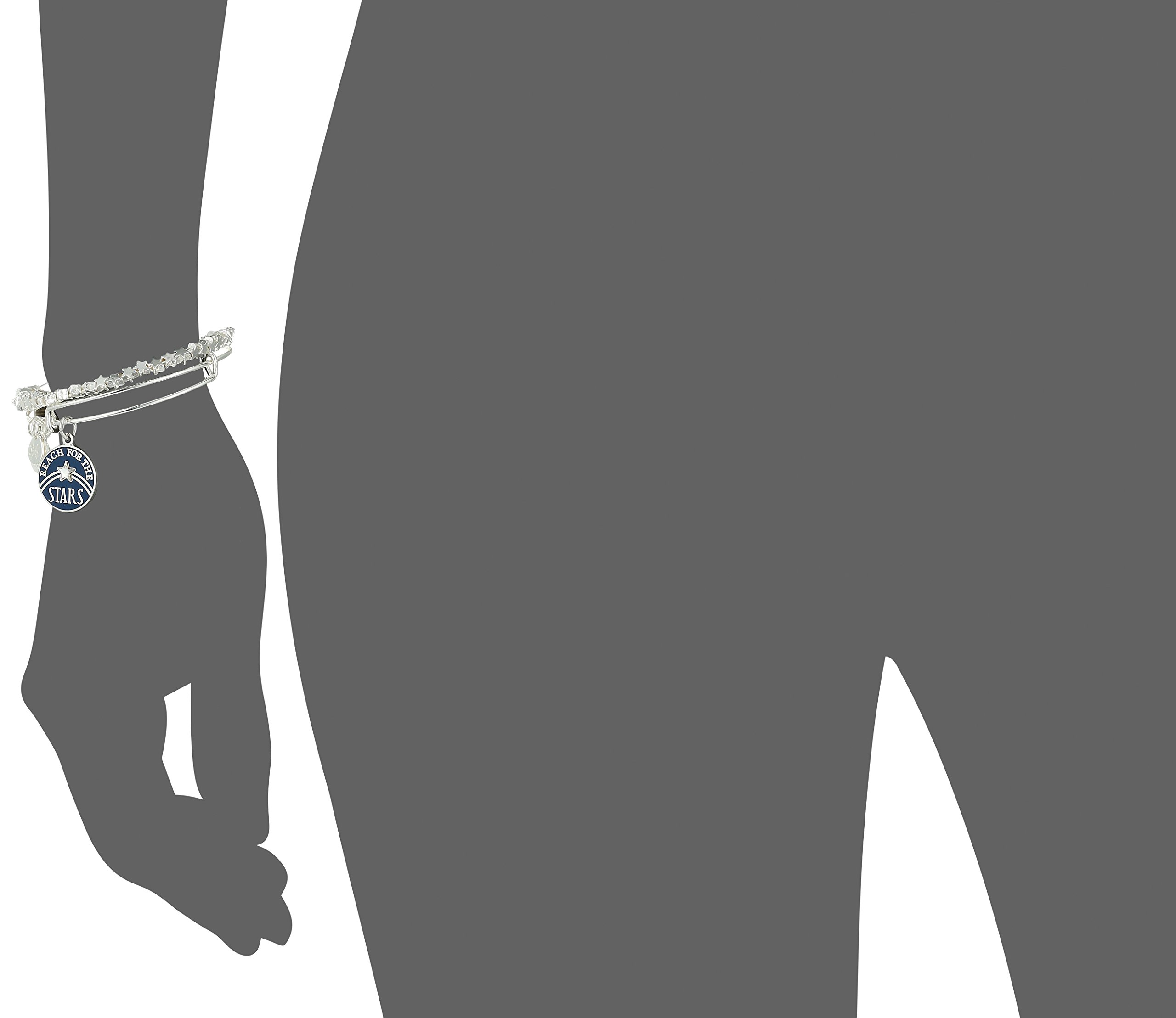 Alex and Ani Womens Reach for The Stars Set of 2 Bangle Bracelet, Shiny Silver, Expandable