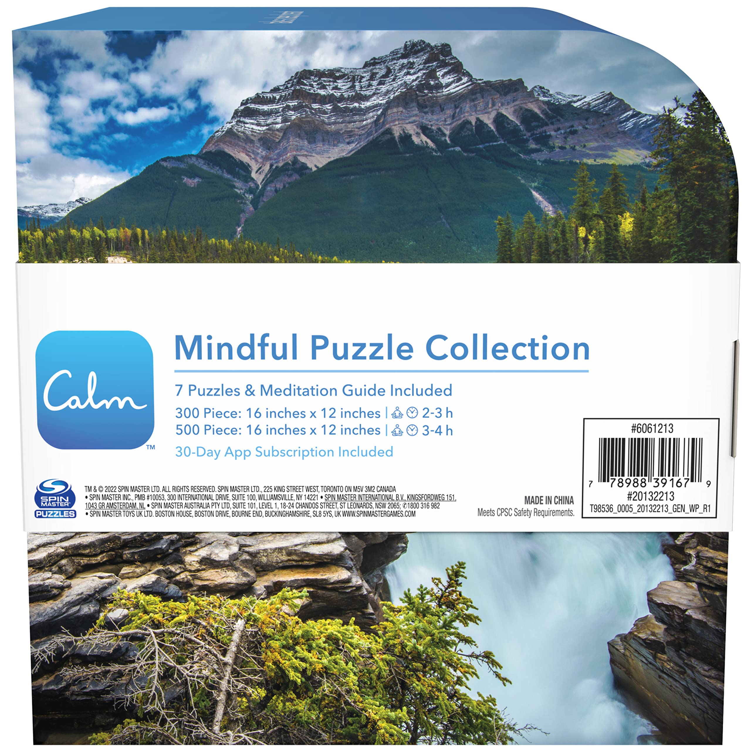 Calm App, 7-Pack Daily Mindful Puzzle Collection 300-Piece 500-Piece for Relaxation & Stress Relief with Subscription, for Adults & Kids Ages 8 and up