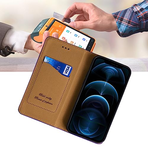 Arseaiy Case for Oppo Reno 6 Pro 5G(MediaTek) Flip Phone Case Shockproof PU Leather Wallet Case Cover with Card Holder Kickstand Shell Purple