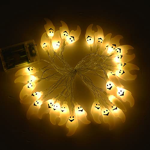 FORRADER Ghost String Lights Decor 15 ft 0.5W LED Lights , Battery Powered with 2 Modes, Halloween Decorations Outdoor & Indoor for Home/Garden/Carnival/Festivals