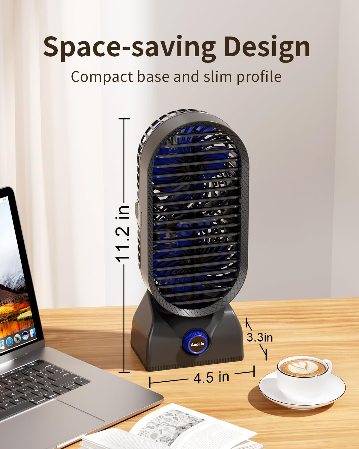 AaoLin Desk Tower Fan, 10000mAh Rechargeable Oscillating, Max Last 30Hrs, 11'' Portable Table Fan, 120° Oscillation for Powerful Circulation, Stepless Speed, Quiet for Home Bedroom Office Outdoor