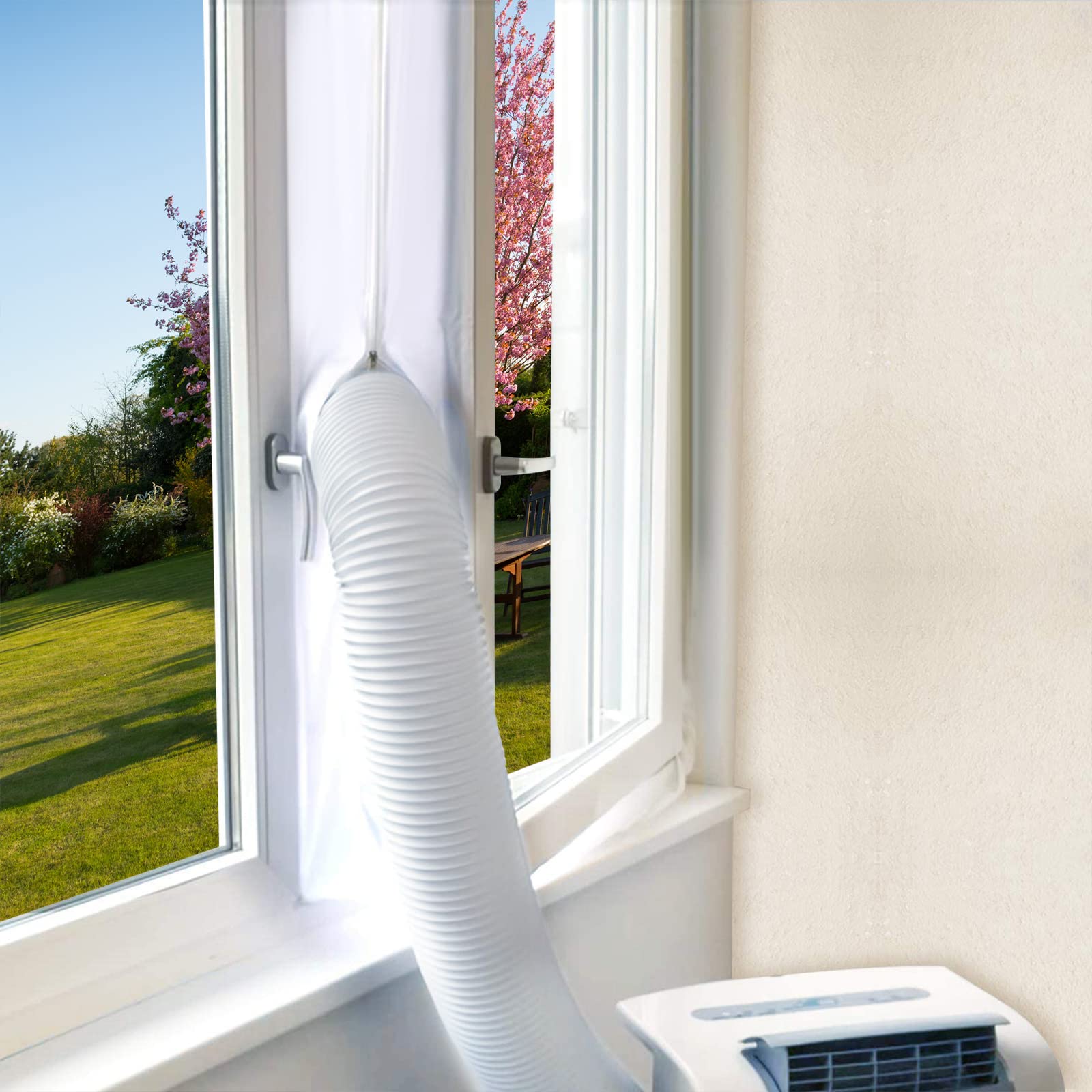 Tomato Man Portable Air Conditioner Window Seal Kit, Air Conditioner Window Ventilation Kit with 5.9" Air Conditioner Vent Hose for Air Conditioner Flush Windows (158IN)