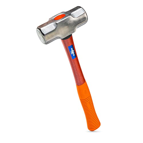 NEIKO 02867A Fiberglass Sledge Hammer 3.3 Pound Heavy-Duty Forged Steel Rubber Grip Handle Mirror Polished Head