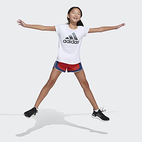 adidas Girls' Colorblock Woven Shorts, Vivid Red, Small