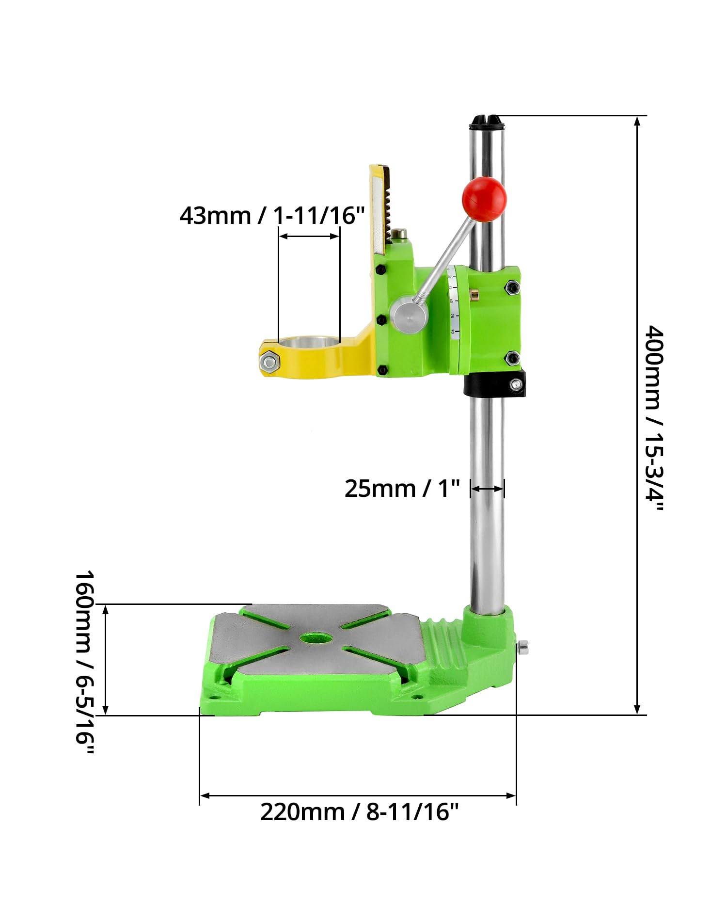 QWORK Drill Press Stand, Heavy Duty Floor Drilling Press/Rotary Tool Workstation,Table Top Drill Press 90° Rotating Fixed Frame for Drilling Collet, Drill Press Table, Drill Workbench Repair