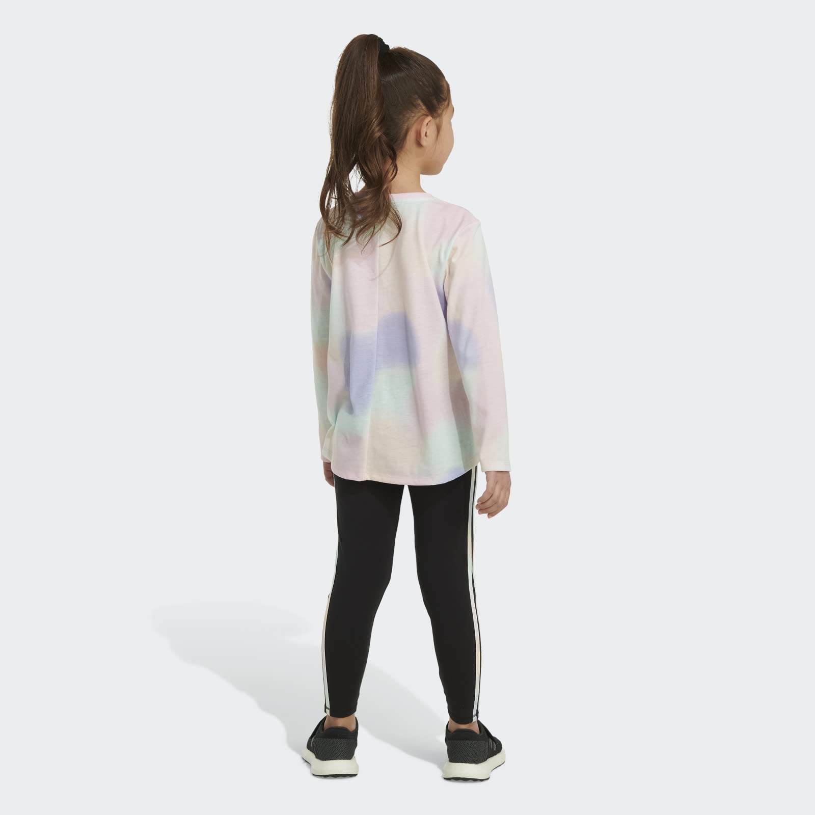 adidas Girls' Long Sleeve Swing Tee and Tights Set, Pink with Multicolor, 6