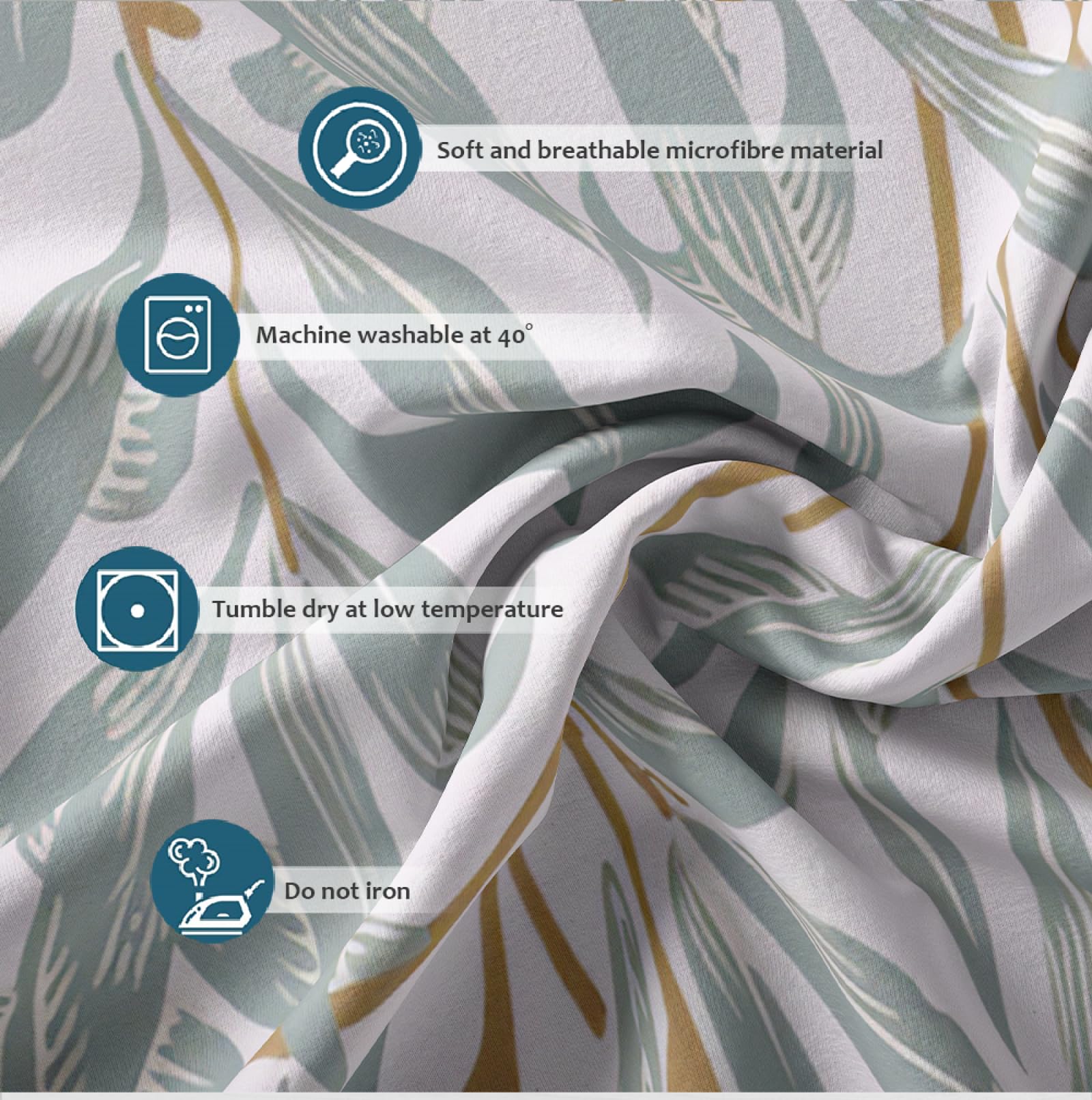RIVINE William Morris Style Duvet Cover Set 3 Pieces Abstract Tropical Plant Leaves Soft Breathable Bedding for Bedroom with 2 Pillow Shams King