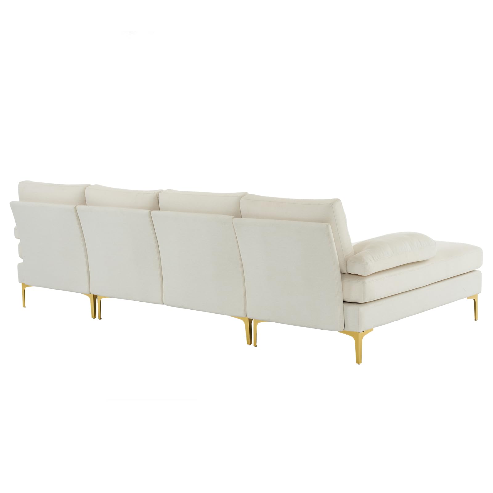 Artisasset Sectional Sofa Couch U-Shape 110" Sectional Sofa Linen Fabric Sofa Set with Double Chaise for Living Room, Studio, Office, Apartment, Beige