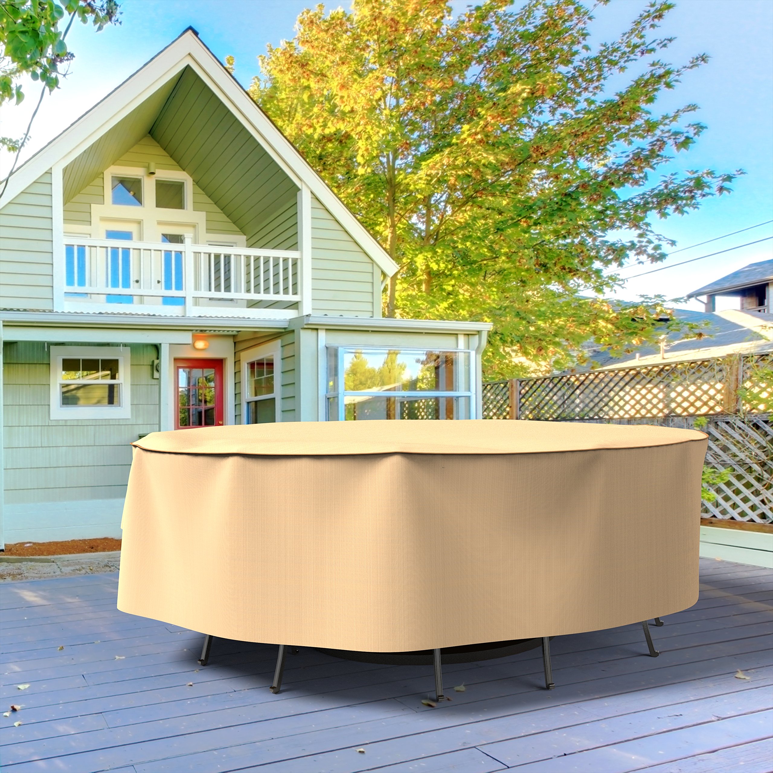Budge Sedona Oval Patio Table & Chairs Combo Cover, Tan, Extra Large
