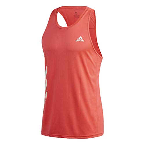 adidas Men's Own The Run Singlet Personal Best 3-Stripes, Signal Pink, X-Large