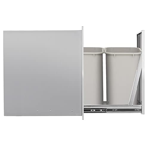 Atatod Pull-Out Double Trash Drawer Stainless Steel Outdoor Kitchen Trash Drawer Storage for Two 10 Gallon Commercial WastebasketsâŚ