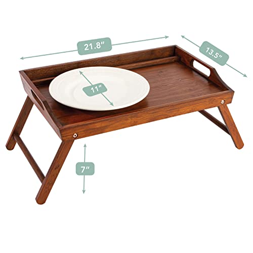 Rossie Home Bamboo Bed Tray, Lap Desk with Phone Holder - Fits up to 17.3 Inch Laptops and Most Tablets - Espresso - Style No. 78112