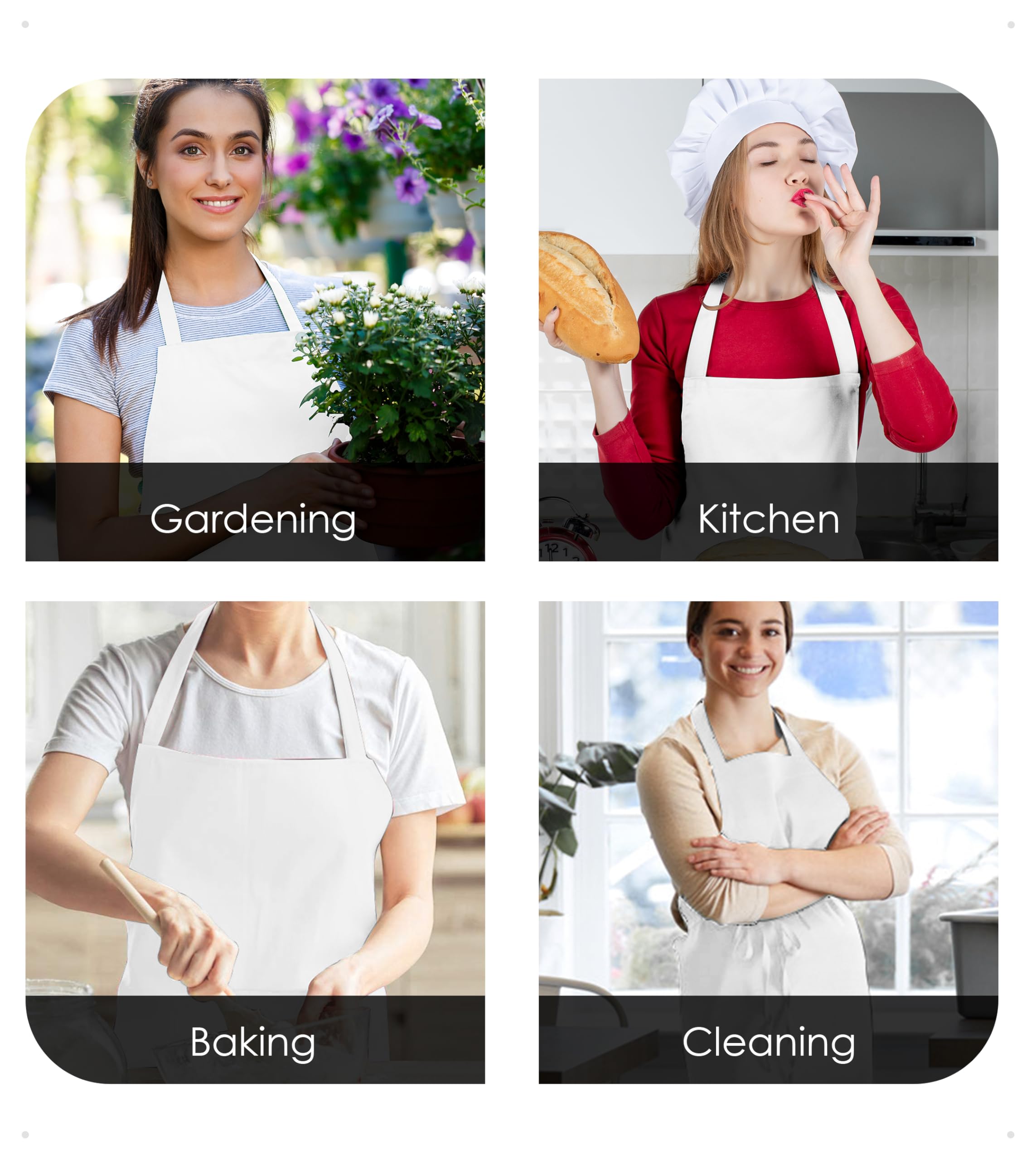Avalon Kitchen Apron 12 Pack Bulk White Aprons Perfect Kitchen Cooking Apron Best Chef Apron for Man and Women Ideal for BBQ Painting and Restaurant