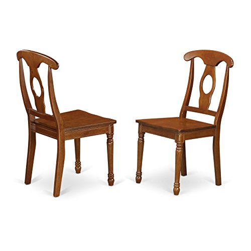 East West Furniture NANA9-SBR-W 9 Piece Kitchen Table & Chairs Set Includes a Rectangle Dining Room Table with Butterfly Leaf and 8 Solid Wood Seat Chairs, 40x78 Inch, Saddle Brown