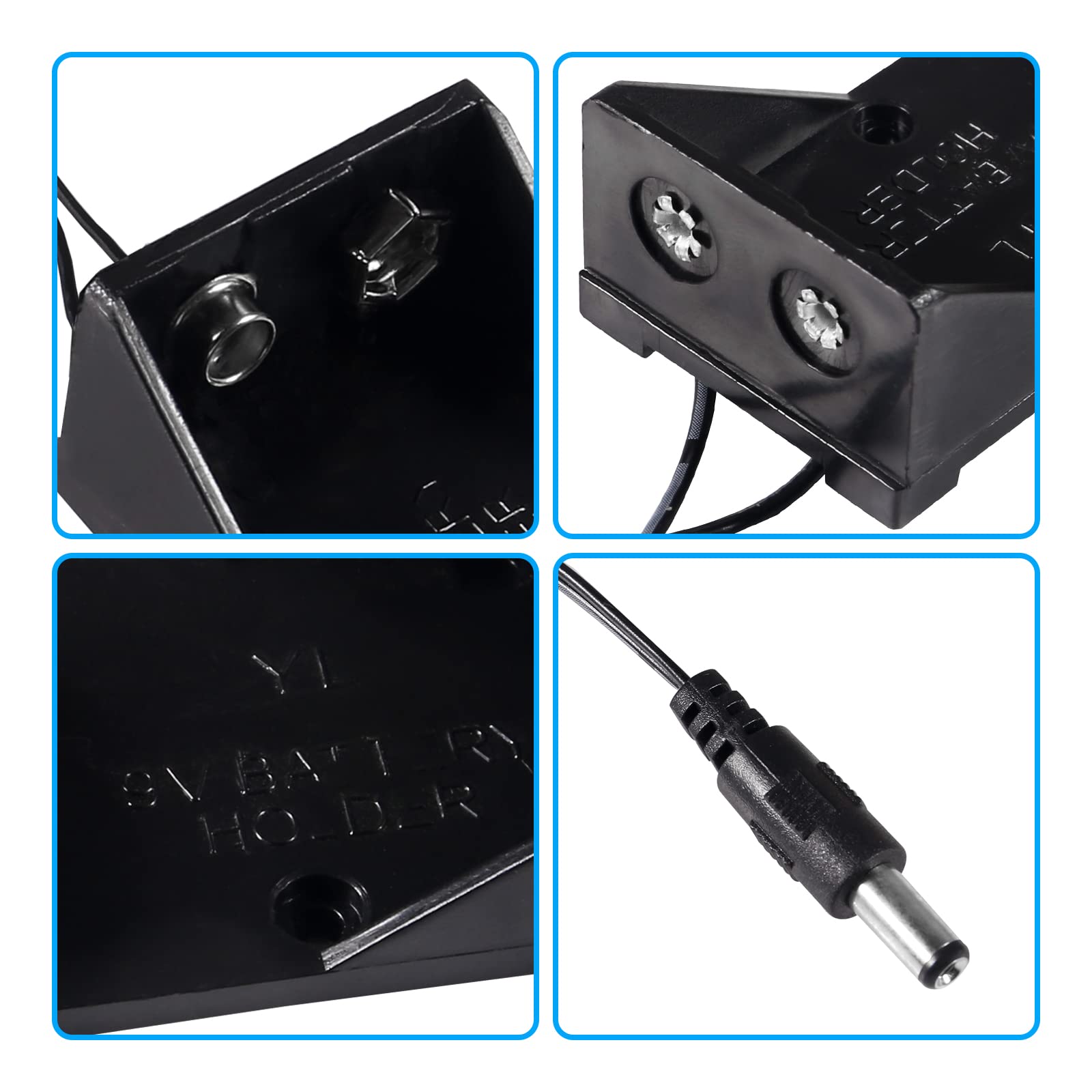 Alinan 6pcs 9V Battery Clip Holder Case Box with Wire Leads DIY for Power Module