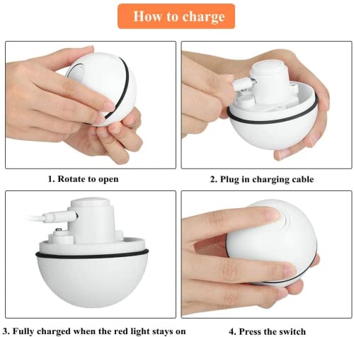 Pakoo Interactive Cat Toys Ball Smart Automatic Rolling Kitten Toys USB Rechargeable Motion Ball + Spinning Led Light with Timer Function The Best Entertainment Exercise Gift for Your Kitty