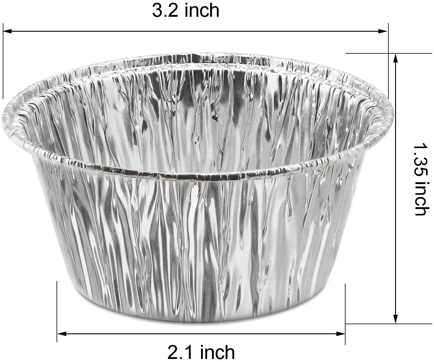Aluminum Foil Ramekins - 150 Pack 4 oz Disposable Ramekin Aluminum Cupcake liners, Foil Baking Cups Muffin Liners Baking Cups Foil Cups Pans for Tart, Souffle, Appetizer