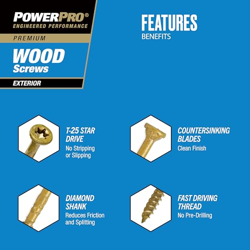 Power Pro Premium Exterior Wood Screws (#10 x 3") - 1lb Box