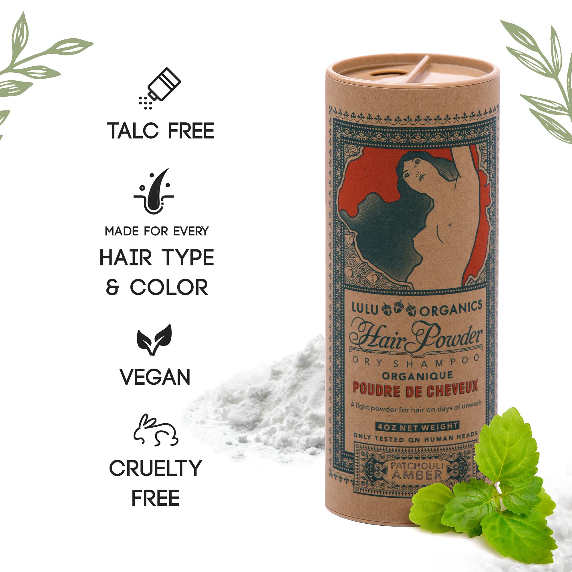 Lulu Organics Patchouli & Amber Hair Powder/Dry Shampoo - 4 oz