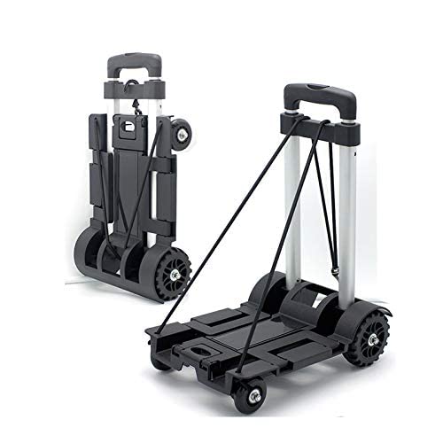 APOXCON Folding Hand Truck, Lightweight Aluminum Luggage Cart with 4 Wheels & Adjustable Handle, 160 lbs Capacity Foldable Dolly Cart for Moving Home Office Shopping Travel Use, Compact and Portable