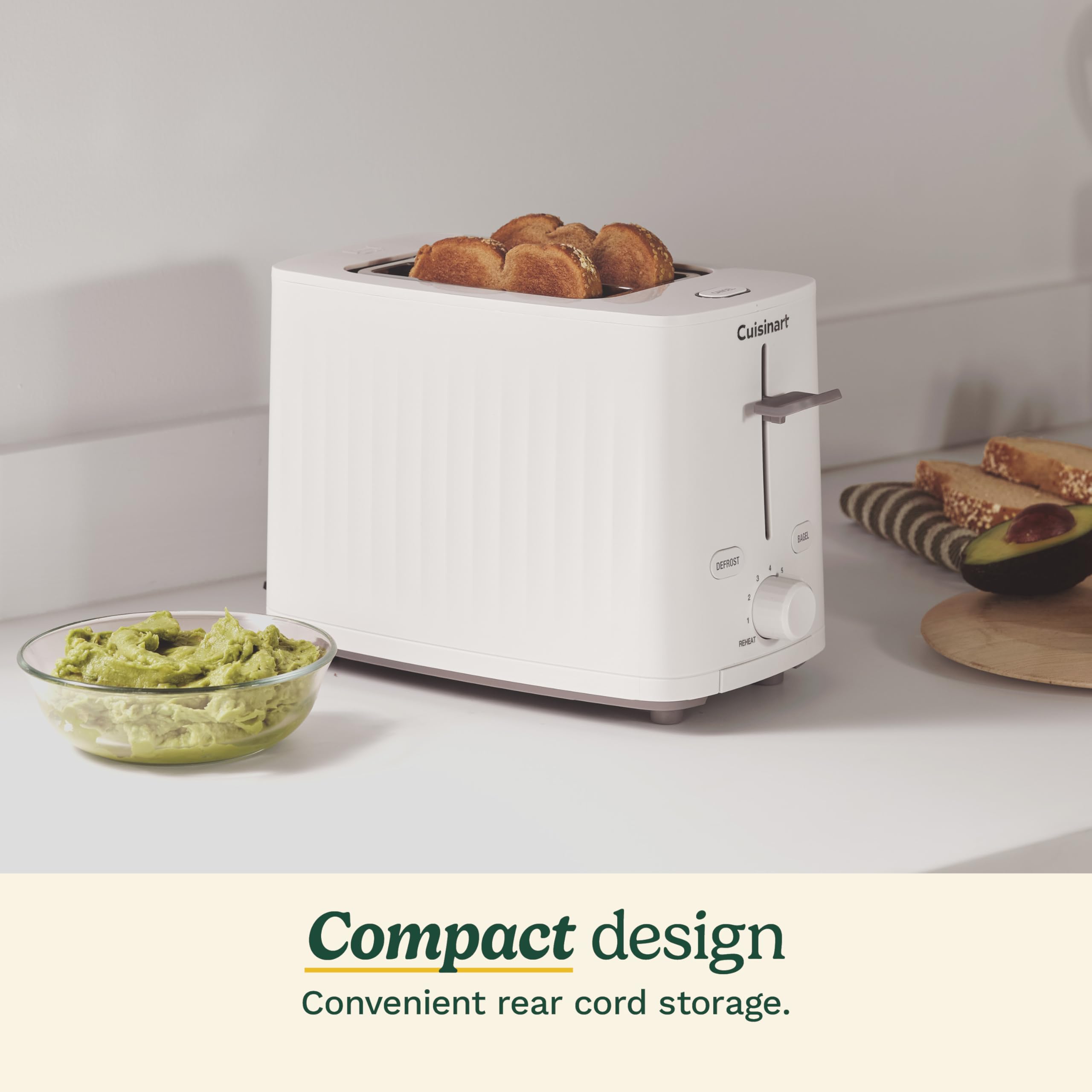 Cuisinart Soho™ Collection 2-Slice Toaster, 7 Toaster Setting, Defrost, Reheat, and Bagel Setting, Convenient Rear Cord Storage, Truffle, CPT-7TR