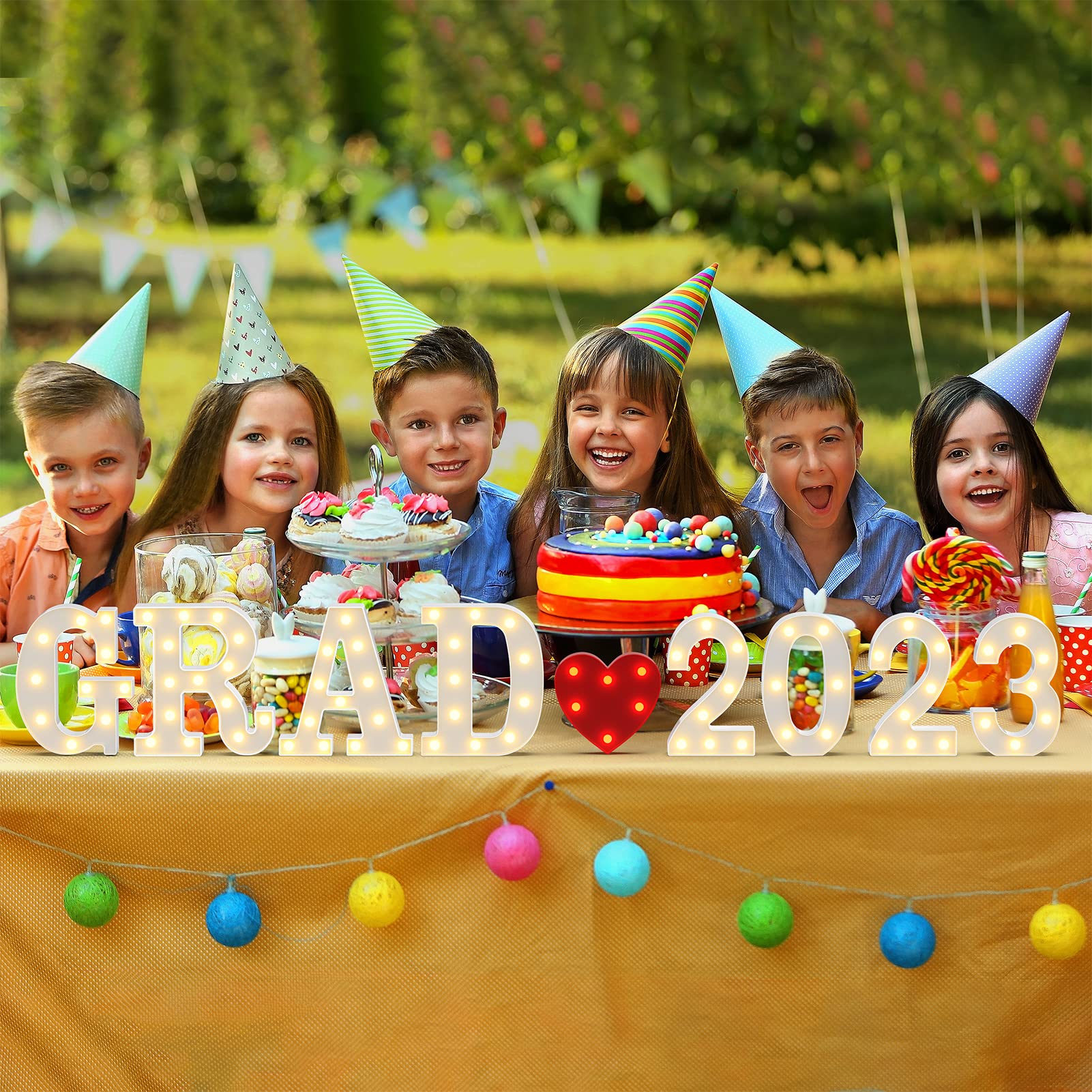 Graduation Party Decorations 2023-8 LED Long Marquee Light Up Letters 'Grad 2023' and 1 'Love' - Decor for Kindergarten Preschool High School College Graduationā¦