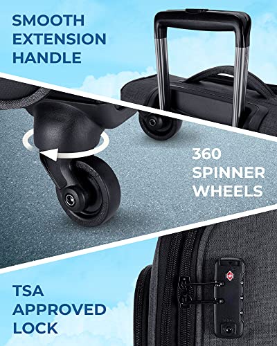 BAGSMART 2 Piece Luggage Sets, Expandable 20 inch Carry on Luggage Airline Approved, Lightweight Carry on Suitcase with Spinner Wheels, Family Travel Suitcase Set with Duffle Bag