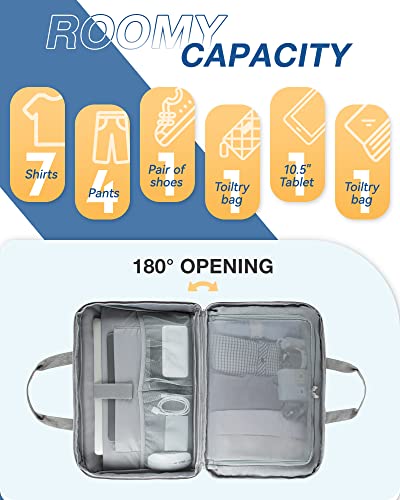 BAGSMART Duffle Bag Large Weekender Overnight Bag with Shoe Bag, can Hold 15.6 inch Laptop, Carry-on Bag for Travel, Gym, Work, 27L (Light Grey)