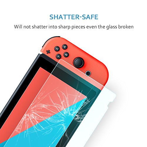 Nintendo Switch Screen Protector, TJS [Tempered Glass] [2-Piece] [Works While Docking] - 0.3mm Thickness/Bubble Free/Ultra Clear/9H Hardness/Anti-Scratch/Shatterproof/Anti-Fingerprint (Clear)