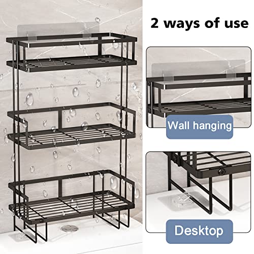 Bathroom Organizer Counter Shelf, Over The Toilet Storage, 3-Tier Bathroom Organizer Shelves, Multifunctional Toilet Rack,No Drilling Space Saver with Wall Mounting Design