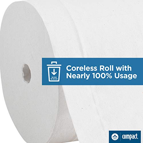 Compact 2-Roll Side-by-Side Dispenser and Coreless 2-Ply Recycled Toilet Paper Starter Kit by GP PRO (Georgia-Pacific), 1 Dispenser and 4 Rolls, 1 Kit per Case