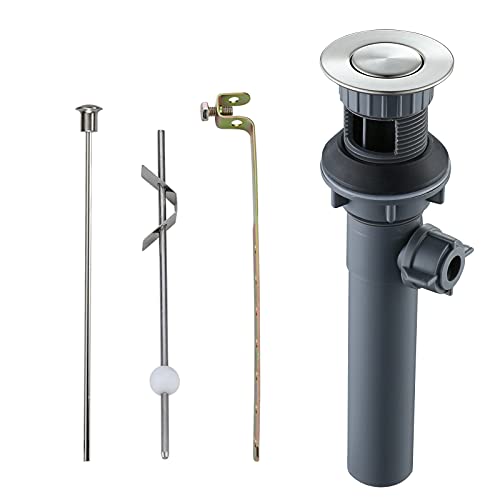 Bathroom Sink Drain with Lift Rod, Brushed Nickel Sink Drain with Overflow, ARCORA Drain Stopper for Vessel Sink
