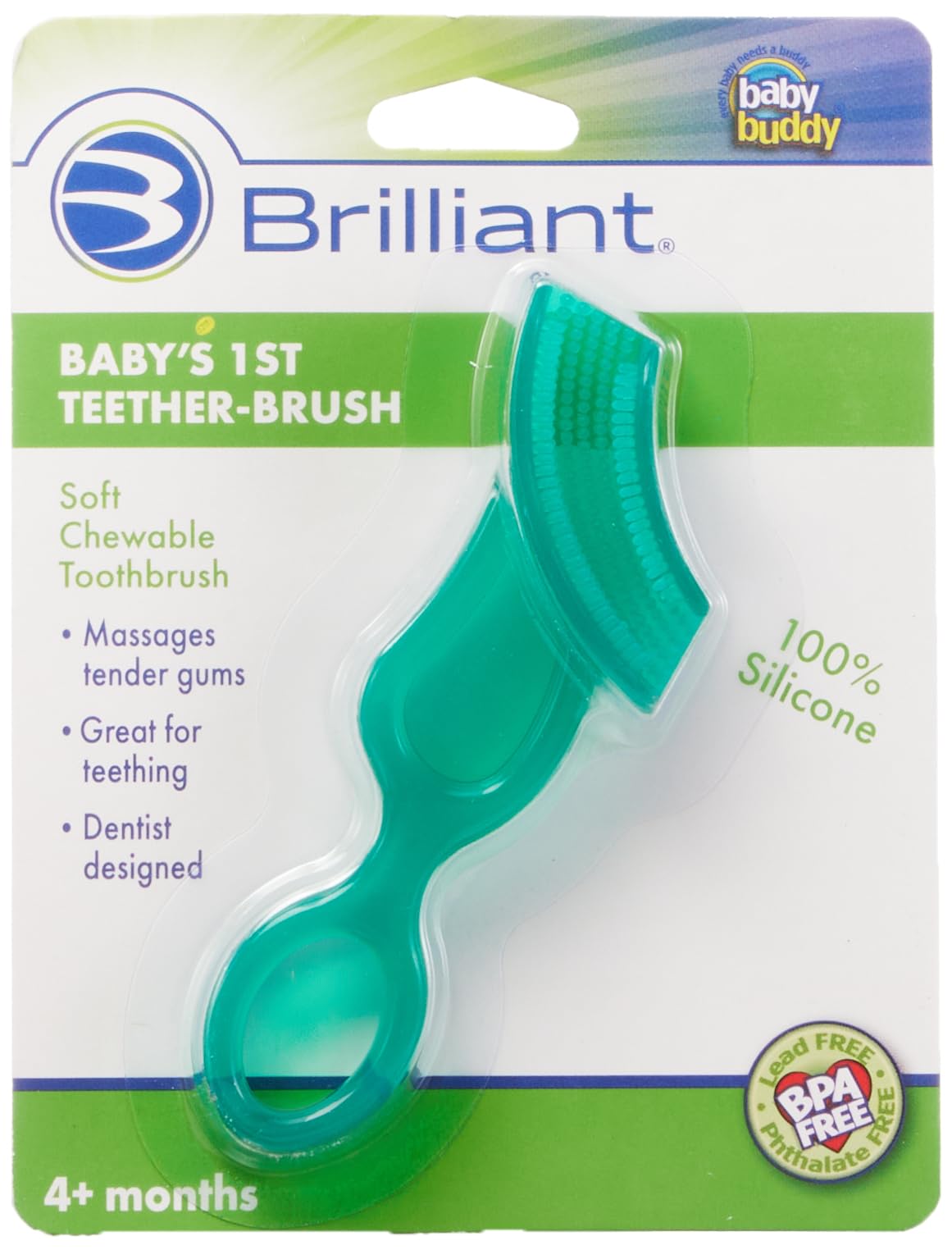 Brilliant Infant Oral Care Set by Baby Buddy, 5 PC, Includes Tooth Gel, Finger Toothbrush, Wipe-N-Brush, Baby's 1st Toothbrush, Baby Toothbrush, Silicone Bristle Toothbrush - Teethers, Green