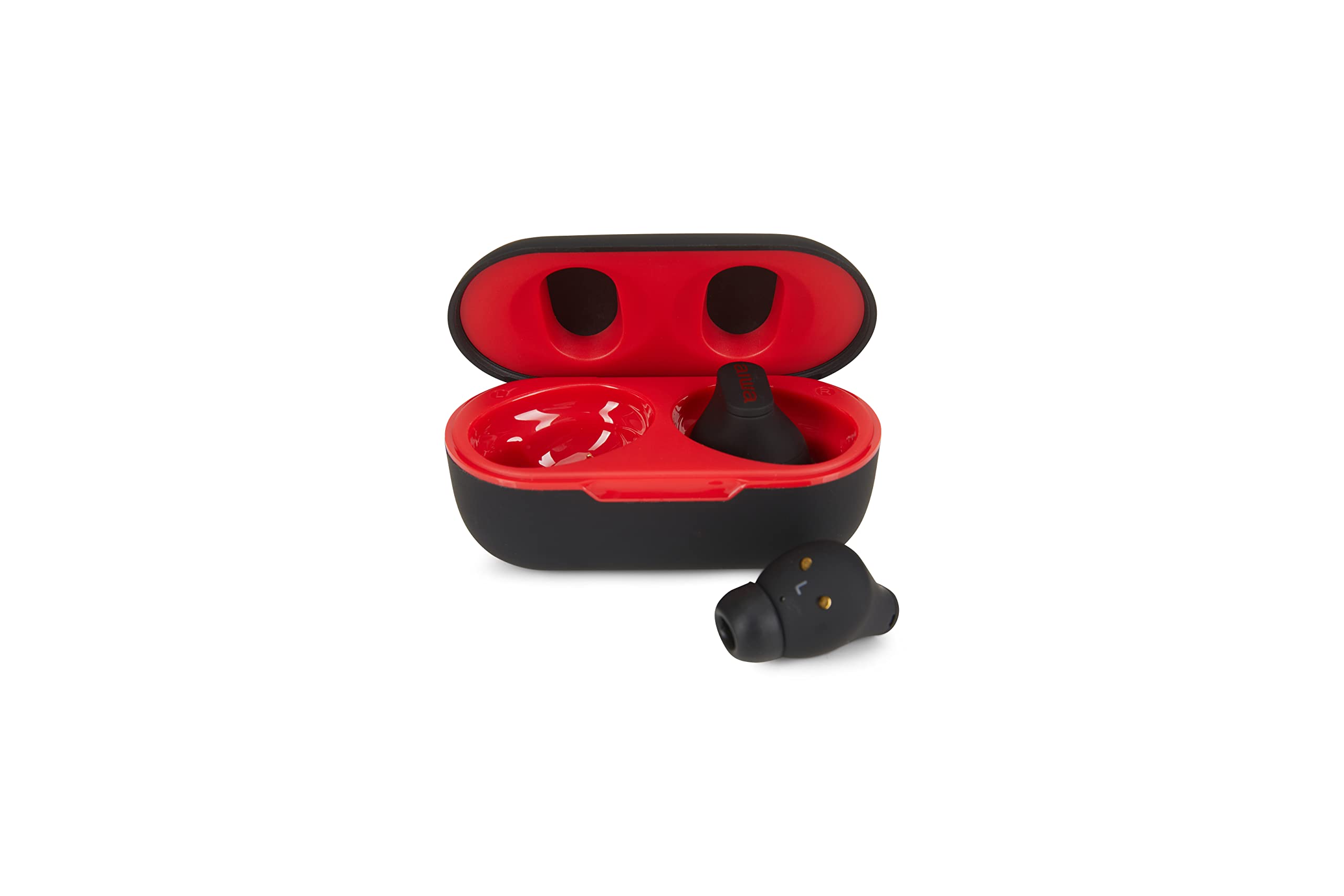 Aiwa Connect Pro Wireless Earbuds True Wireless Stereo Headphones with Wireless Charging Case, IPX4 Waterproof, 30 Foot Wireless Range, Premium Sound, for Running and Working Out (Black)