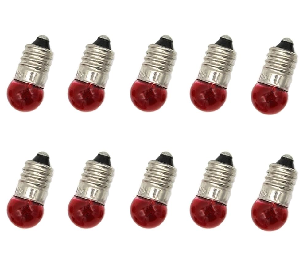 Generic Red E10 Miniature Screw Base Light Bulbs 2.5V Flashlight Lamp Mini Light Bulbs 2.5 Volts (10), White