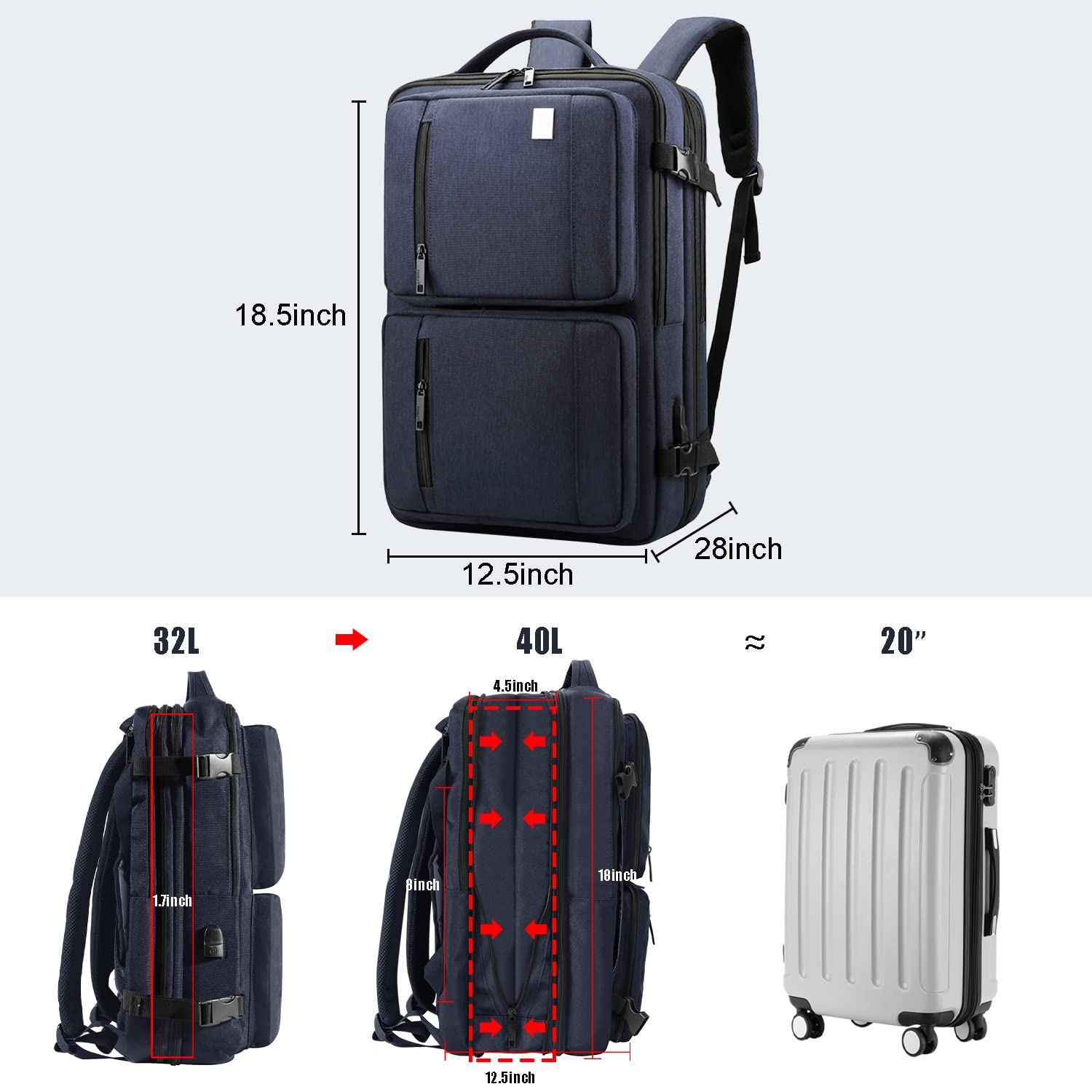 AGUI'S SUMMER Travel Backpack, Extra Large Laptop Backpacks, Water Resistant College Bookbag Business Work Bag Fits 17 Inch Computer