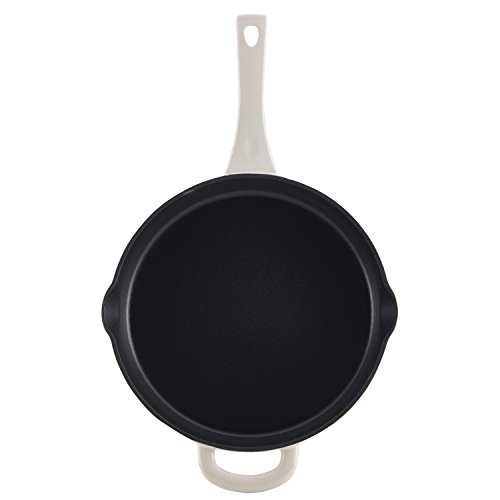 Ayesha Curry Enameled Cast Iron Skillet/Fry Pan with Pour Spouts, 10 Inch, French Vanilla