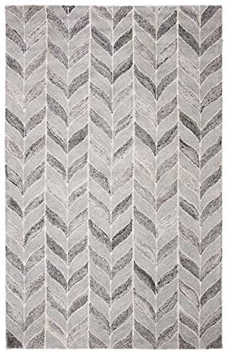 SAFAVIEH Abstract Collection 6' x 9' Grey ABT636F Handmade Premium Wool & Viscose Area Rug