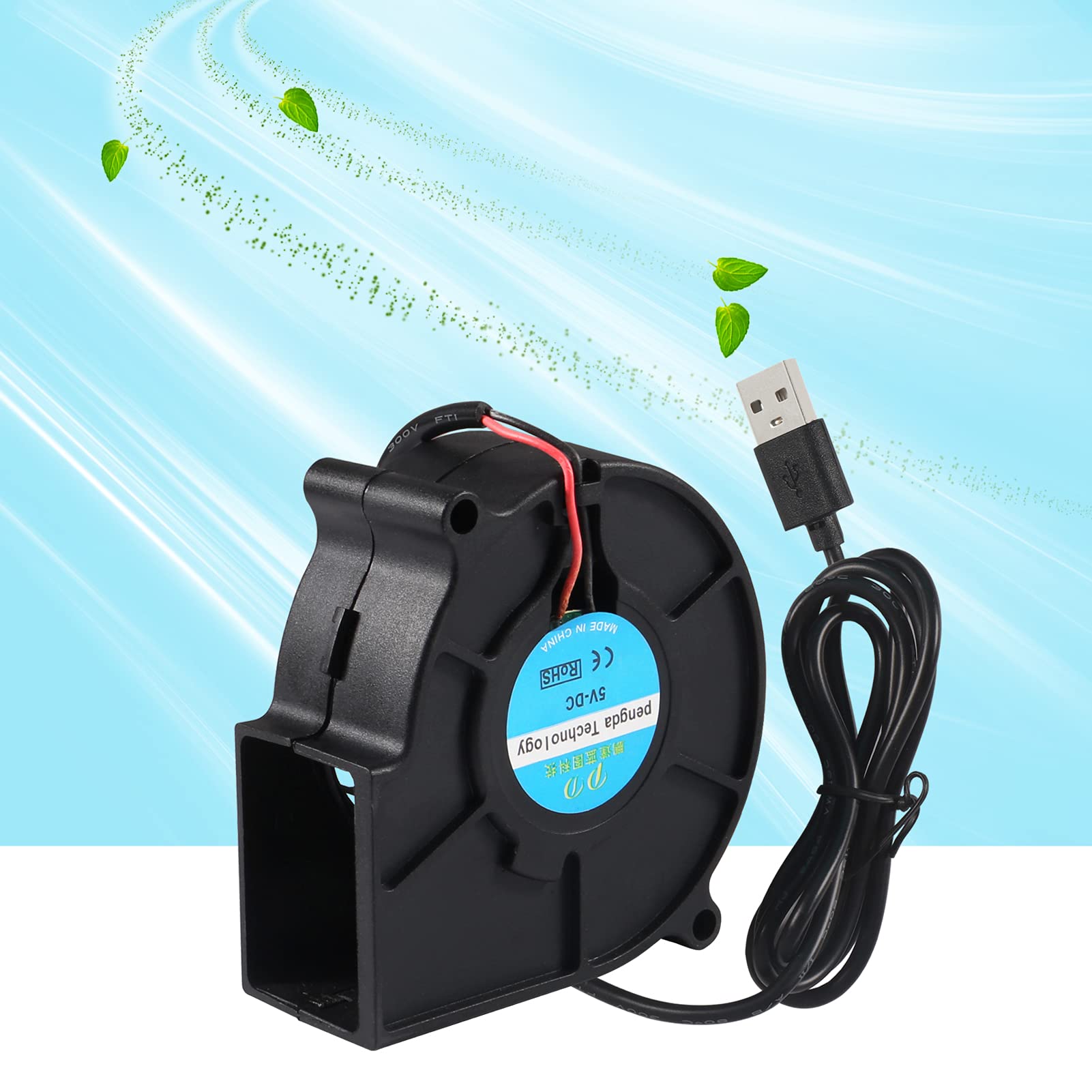 Aoicrie 7530 Blower Fan,75mm Blower Fan, 75mm x 30mm 5V Dual Ball Bearing DC Brushless Cooling Blower Fan (1)