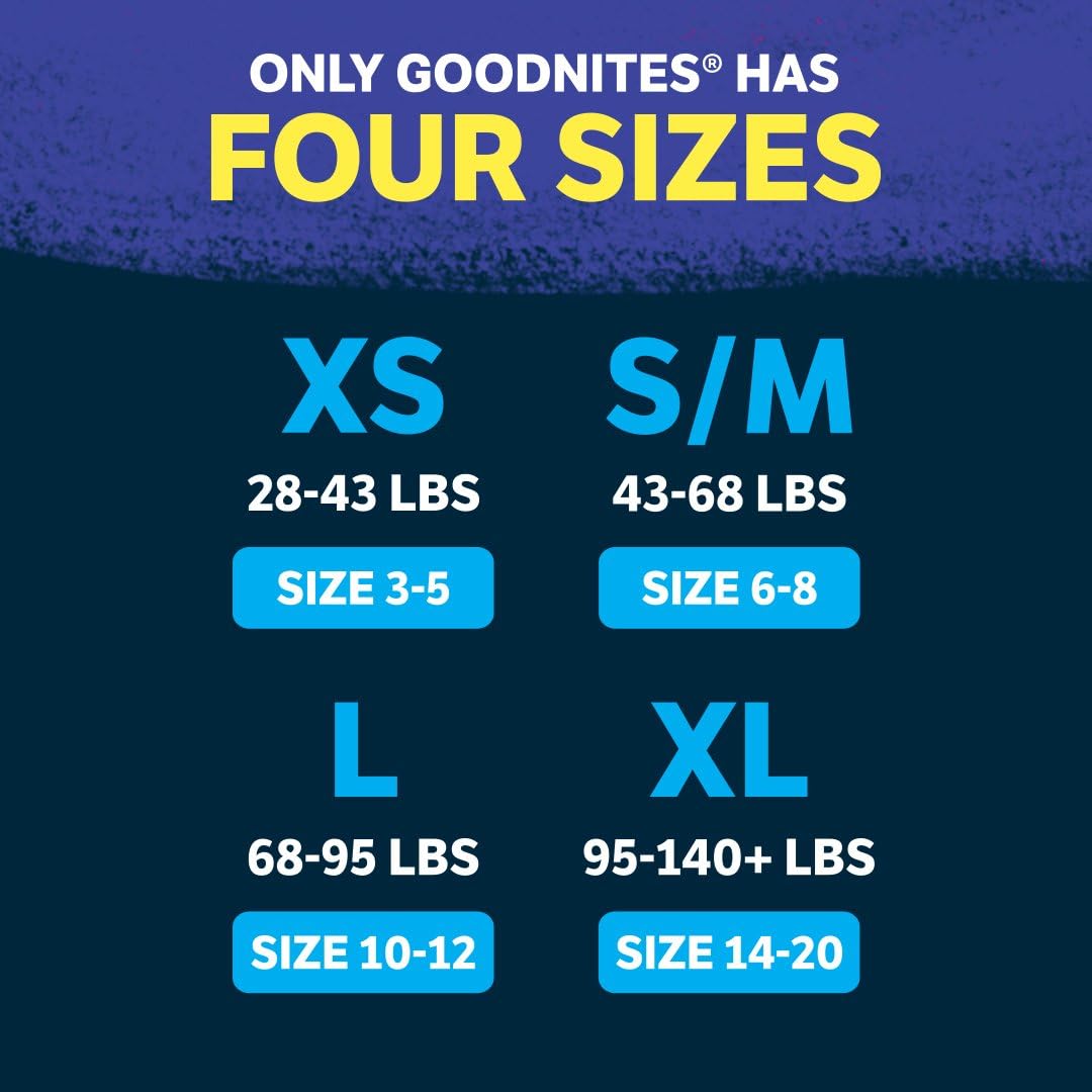 Goodnites Boys' Nighttime Bedwetting Underwear, Size Extra Small (28-43 lbs), 15 Ct, Packaging May Vary
