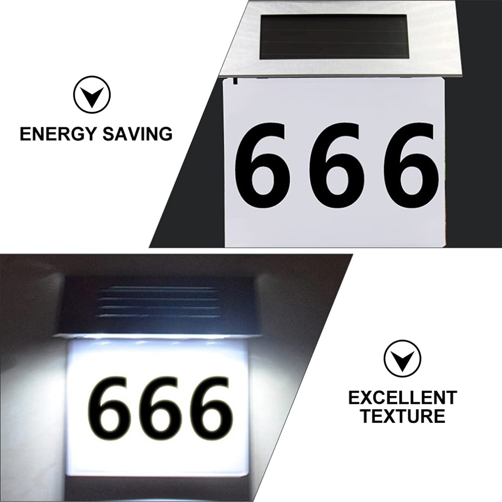 DOITOOL LED Flag Led Signs 2pcs Solar House Number Plaque Light with Motion Sensor LED Light Address Number Outdoor Metal Plaque Lighted Up for Home Garden Street Outdoor Digital Signs