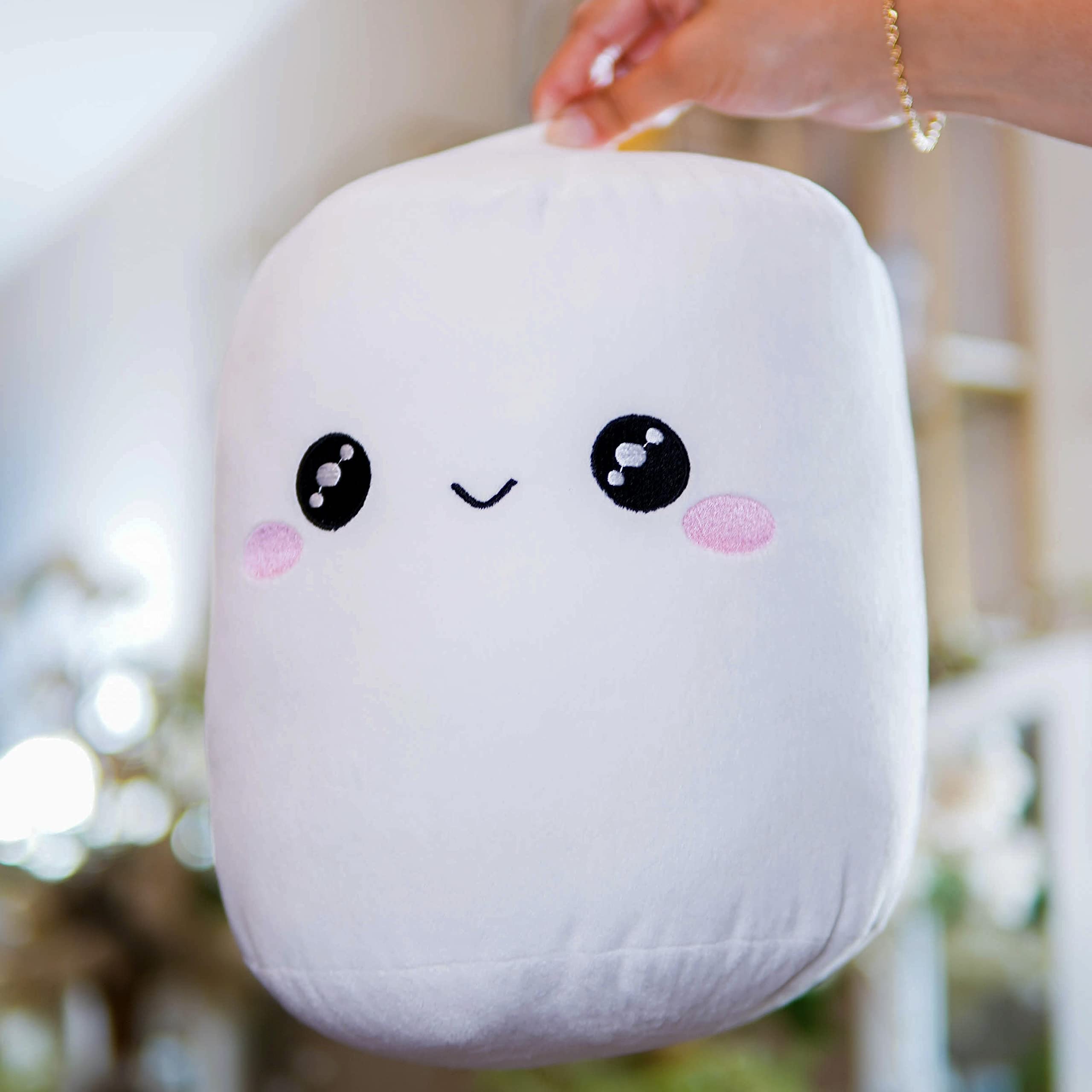 ABC Marshmallow Plushie 10 Inch White Emoji Cute Face Expression Food Plush Toy with Squishy Soft Stuffing