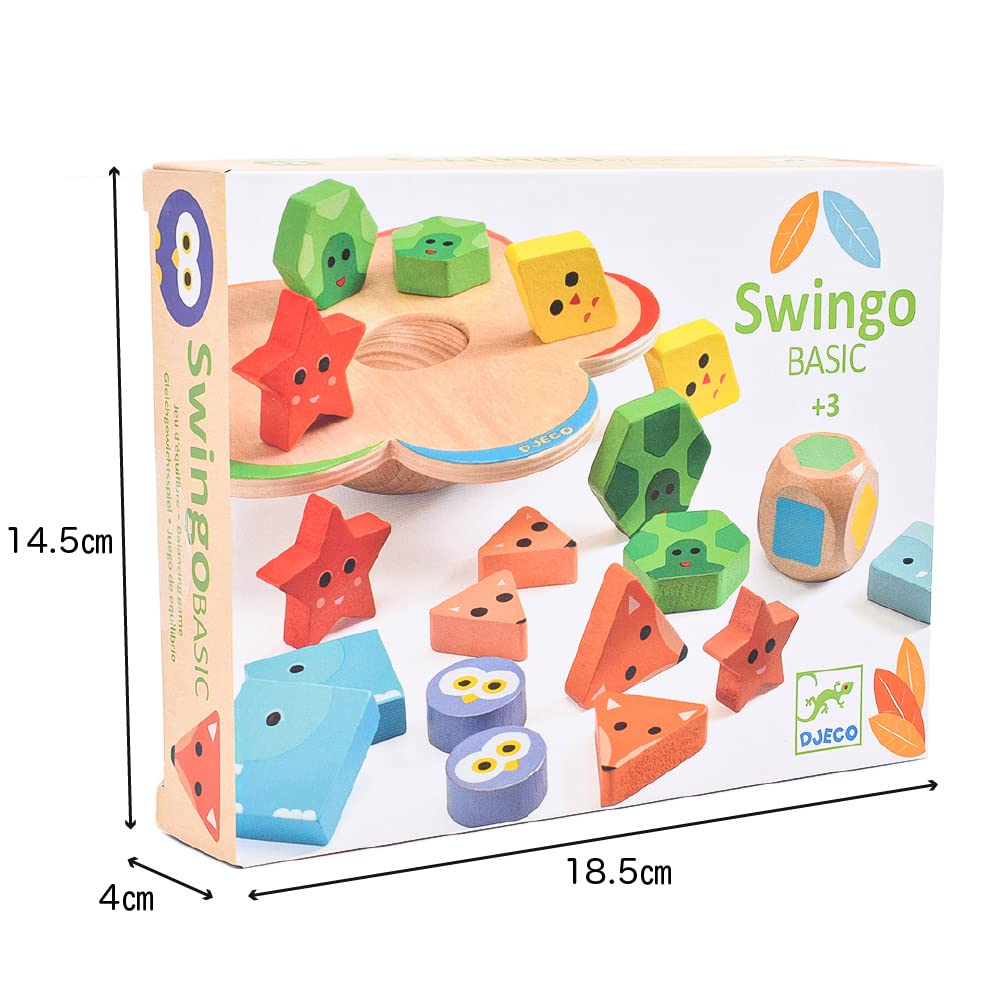 DJECO Basic SwingoBasi Balance Game - Interactive Learning and Recognizing Colorful Geometric Shapes Toy - Educational Toddler & Baby Toys for Girls & Boys, 3+ Years